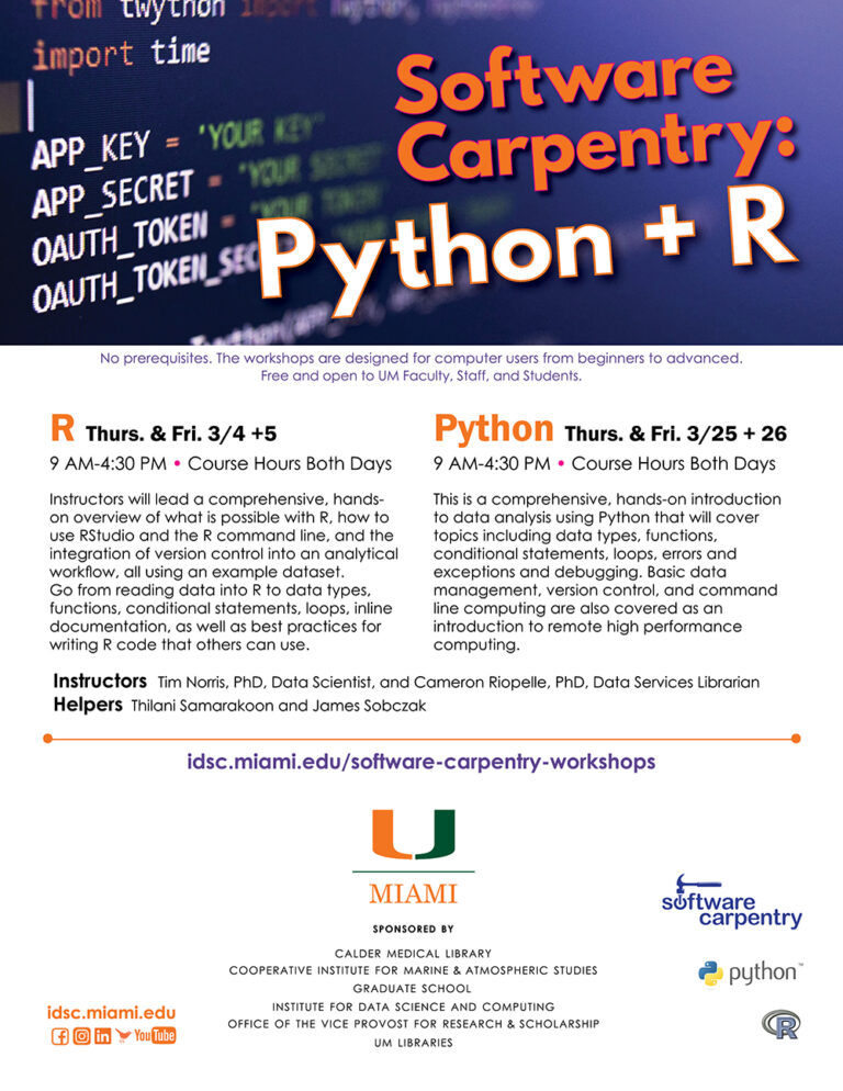 2-day Python and R Software Carpentry Courses Offered – IDSC Magazine