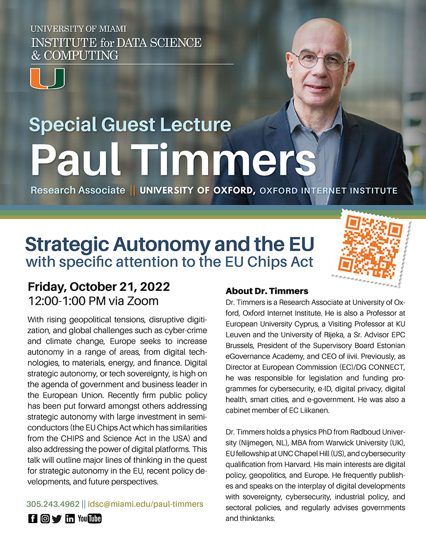 Special Guest Lecture: Paul Timmers on Strategic Autonomy and the EU 10 ...