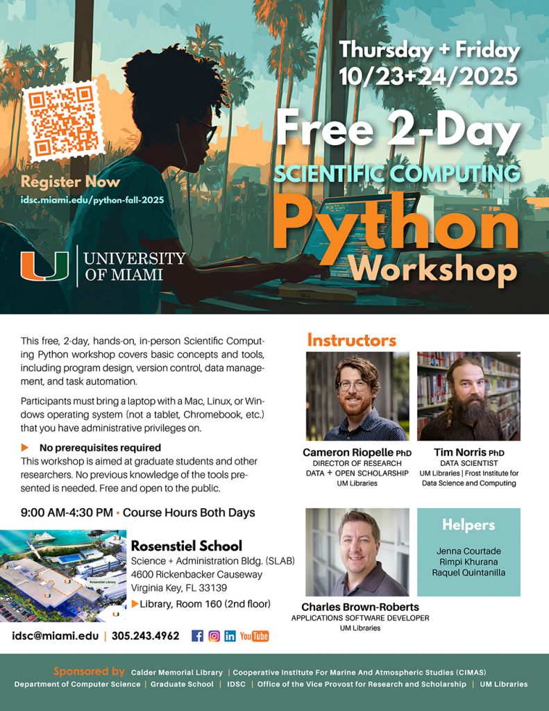 Scientific Computing Python Workshop 10/23+24 at Rosenstiel-This ...